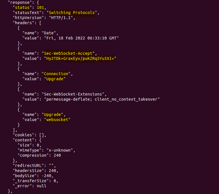 Looking into WebSocket Traffic in HAR Capture