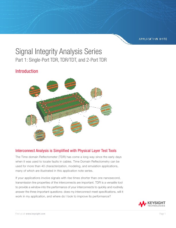 Signal Integrity Analysis Series Part 1: Single-Port TDR, TDR/TDT, and ...