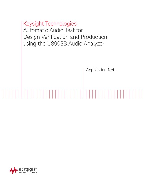 Automatic Audio Test Using U8903B Audio Analyzer PDF Asset Page | Keysight