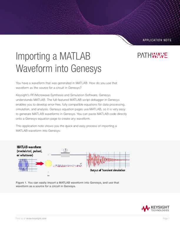 Importing a MATLAB Waveform into Genesys PDF Asset Page | Keysight
