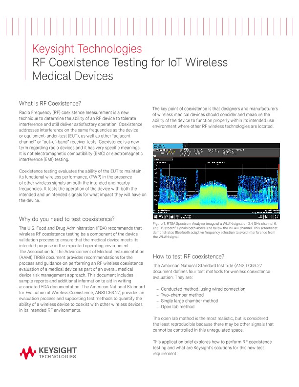 RF Coexistence Testing for IoT Medical Devices PDF Asset Page | Keysight