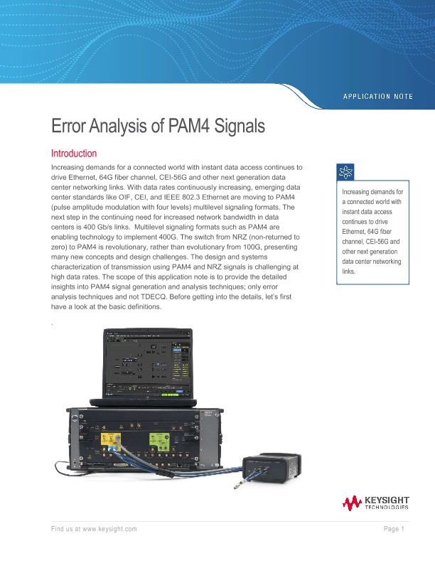 Error Analysis of PAM4 Signals PDF Asset Page | Keysight