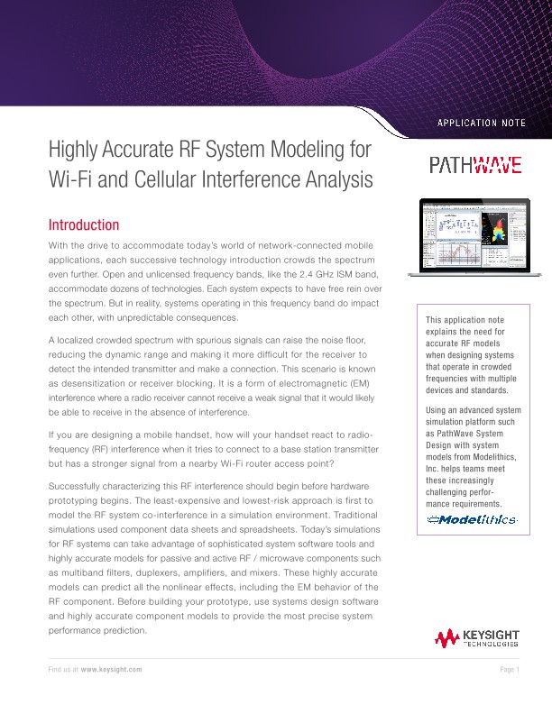Highly Accurate RF System Modeling for Wi-Fi and Cellular Interference ...