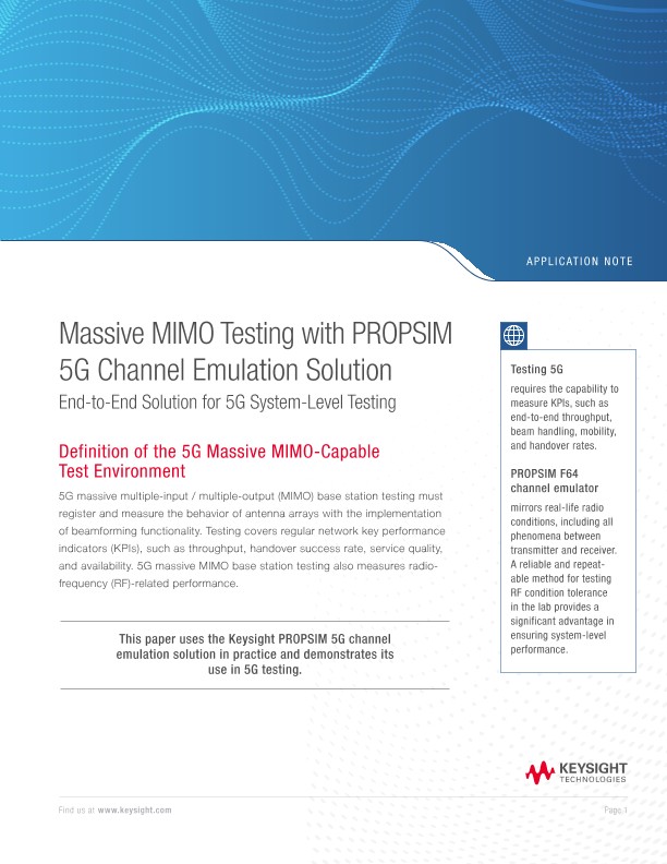 Massive MIMO Testing with PROPSIM 5G Channel Emulation Solution PDF ...