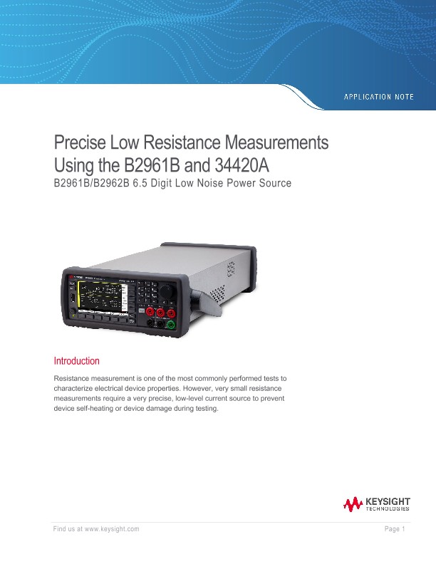 Precise Low Resistance Measurements Using the B2961B and 34420A PDF ...
