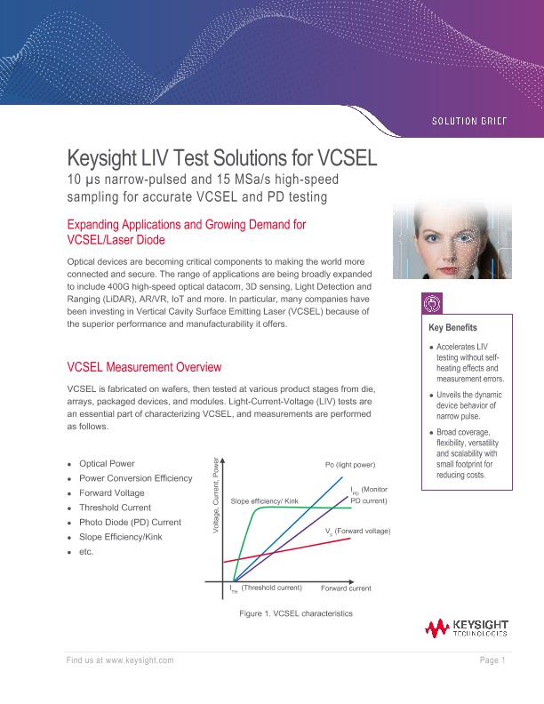 Keysight LIV Test Solutions for VCSEL PDF Asset Page | Keysight