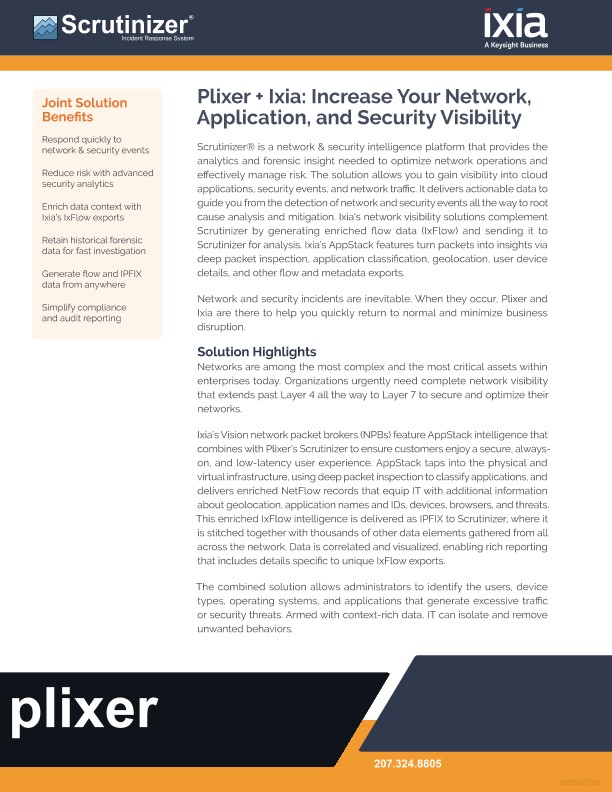 Plixer and Ixia Increase Your Network, Application, and Security ...