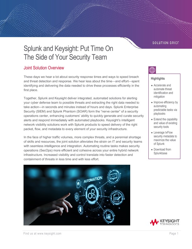 Splunk and Keysight: Put Time On The Side of Your Security Team PDF ...
