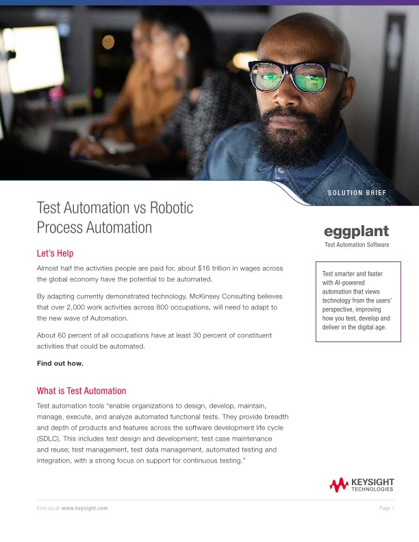 Test Automation vs Robotic Process Automation PDF Asset Page | Keysight