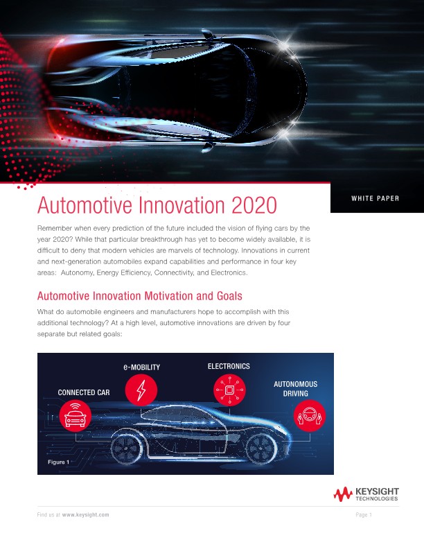 Automotive Innovation 2020 PDF Asset Page | Keysight