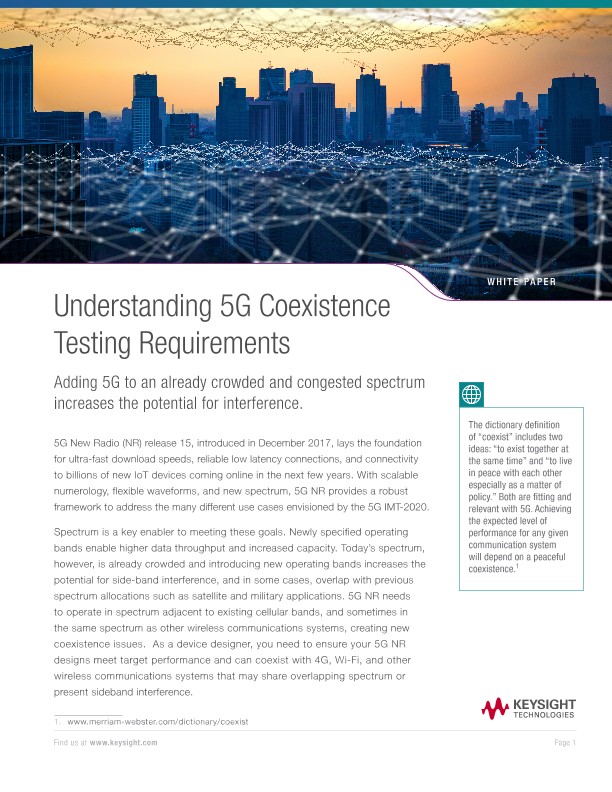 Understanding 5G Coexistence Testing Requirements PDF Asset Page | Keysight