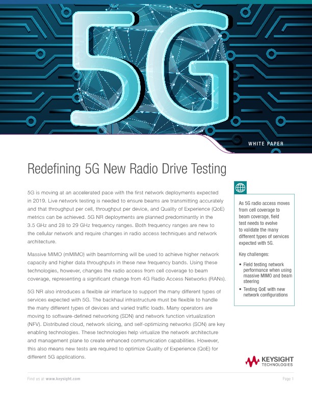 Redefining 5G New Radio Drive Testing PDF Asset Page | Keysight