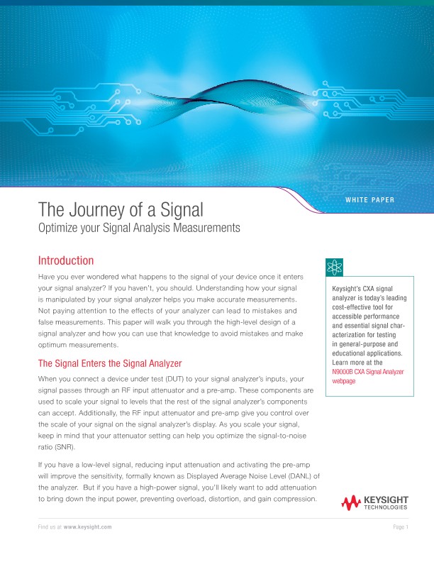 Signal Analysis Measurement and Optimization PDF Asset Page | Keysight
