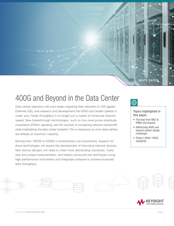 400G and Beyond in the Data Center PDF Asset Page | Keysight
