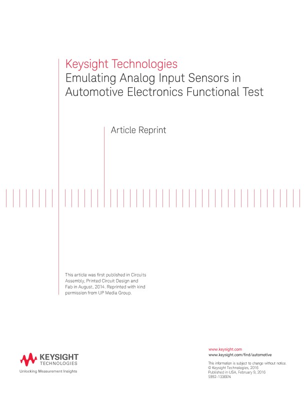 Emulating Analog Input Sensors in Automotive Electronics Functional ...
