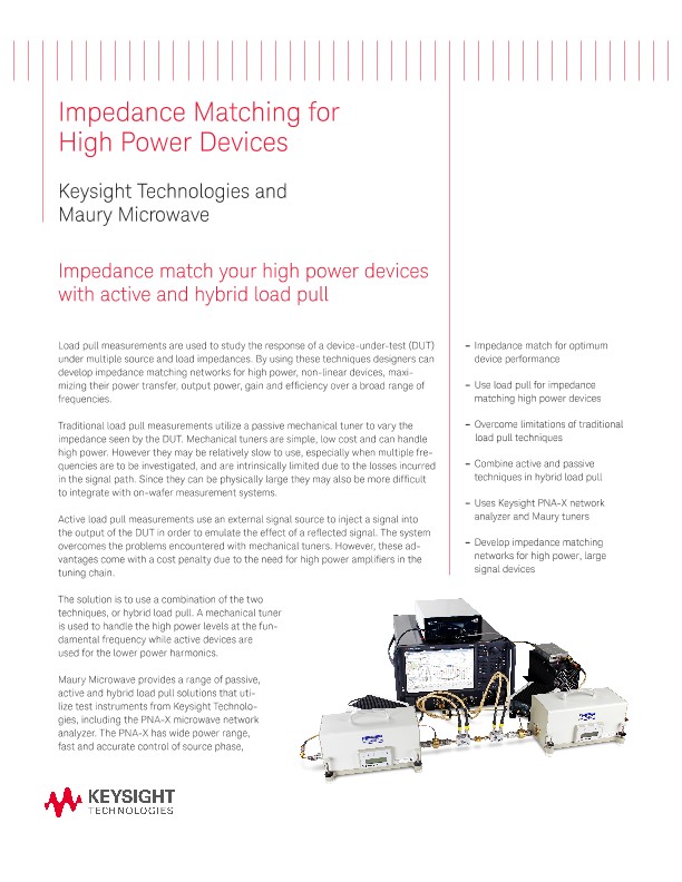 Impedance Matching for High Power Devices PDF Asset Page | Keysight