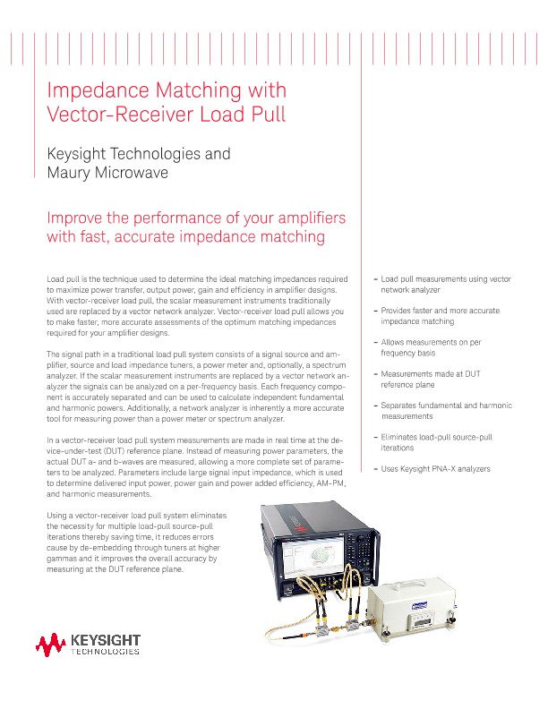 Impedance Matching with Vector-Receiver Load Pull PDF Asset Page | Keysight