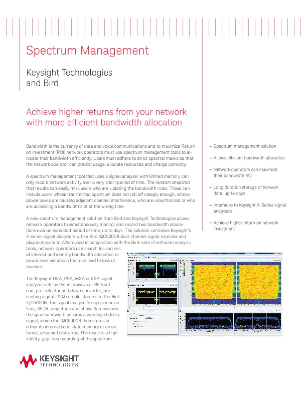 Spectrum Management Solutions PDF Asset Page | Keysight