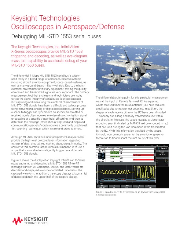 Oscilloscopes in Aerospace/Defense Debugging MIL-STD 1553 serial buses ...