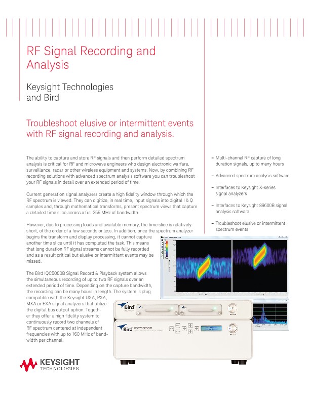 RF Signal Recording and Analysis PDF Asset Page | Keysight