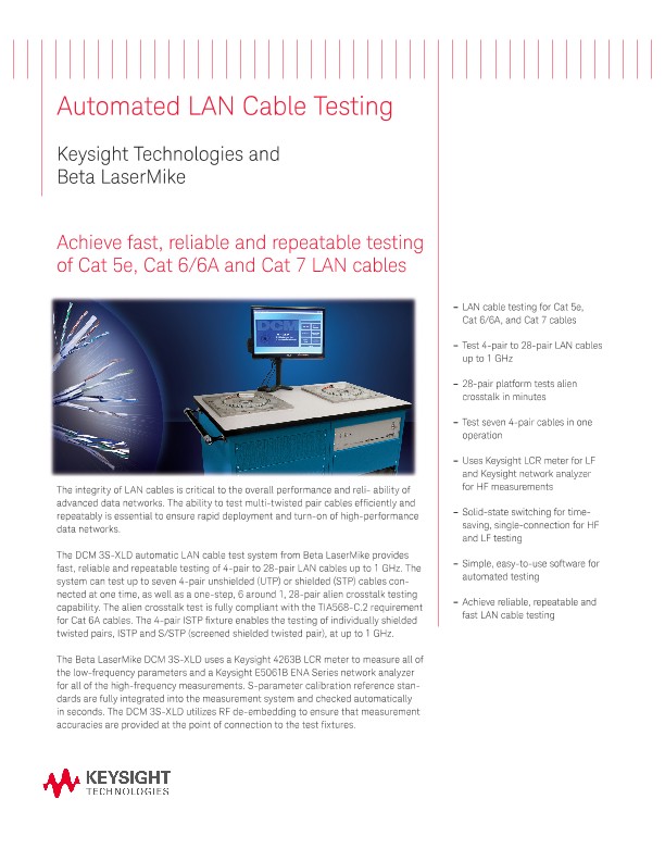 Automated LAN Cable Test System PDF Asset Page | Keysight