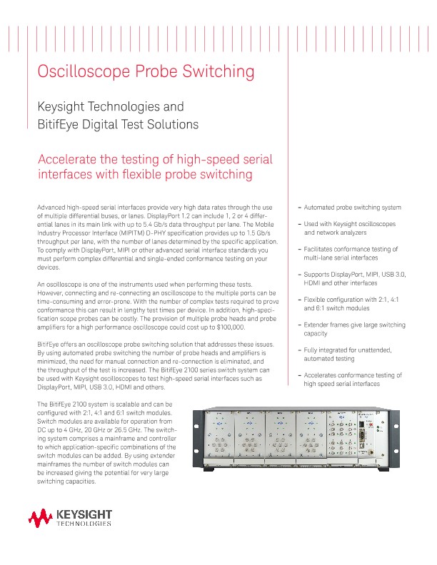 Oscilloscope Probe Switching PDF Asset Page | Keysight