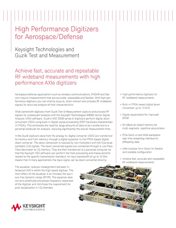 High Performance Digitizers for RF Wideband Aerospace/Defense ...