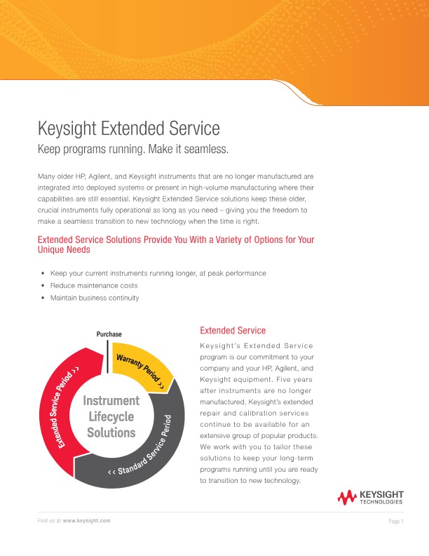 Keysight Extended Service PDF Asset Page | Keysight