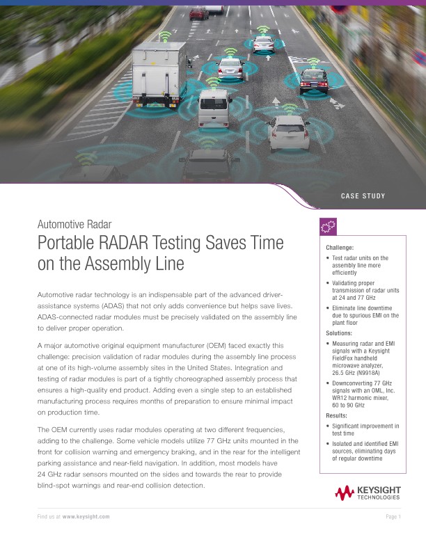 Portable RADAR Testing Saves Time on the Assembly Line PDF Asset Page ...