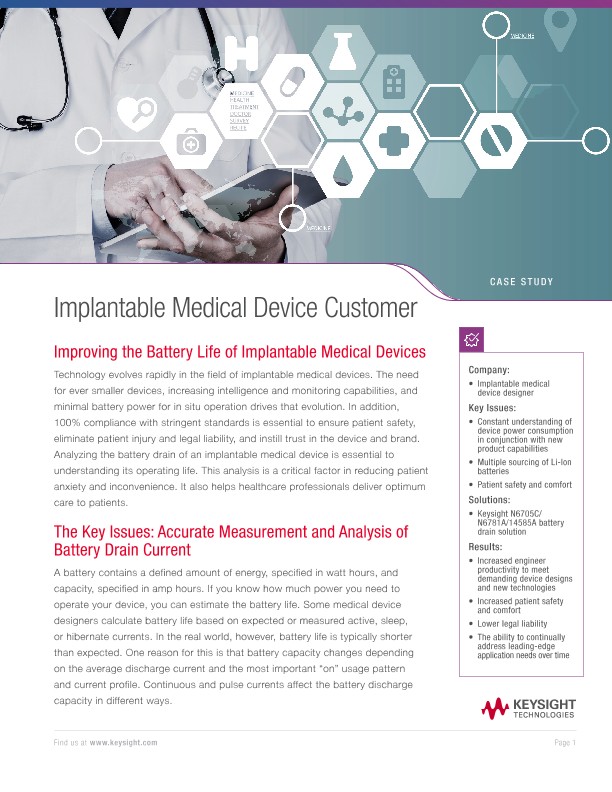 Implantable Medical Device Customer PDF Asset Page | Keysight