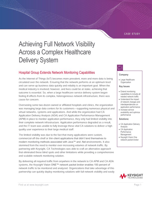 Full Network Visibility Across Complex Health Care Delivery System PDF ...