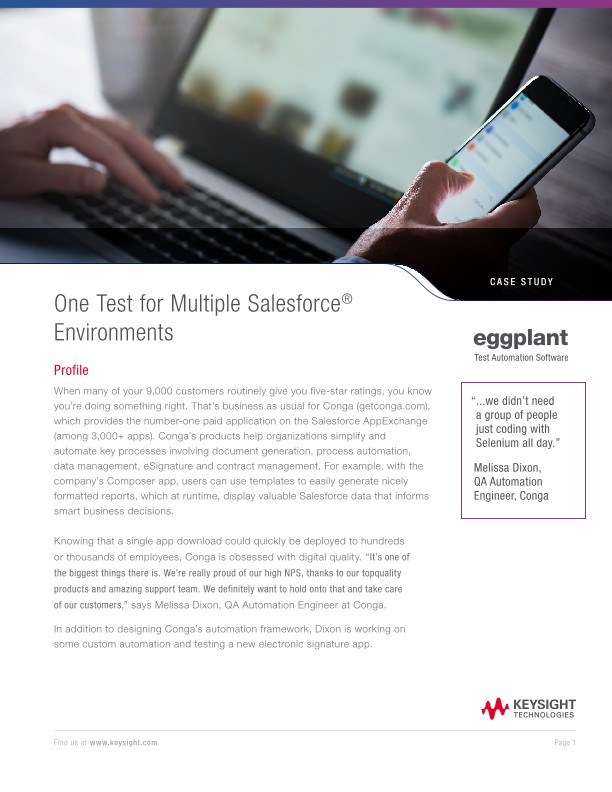 One Test for Multiple Salesforce Environments PDF Asset Page | Keysight