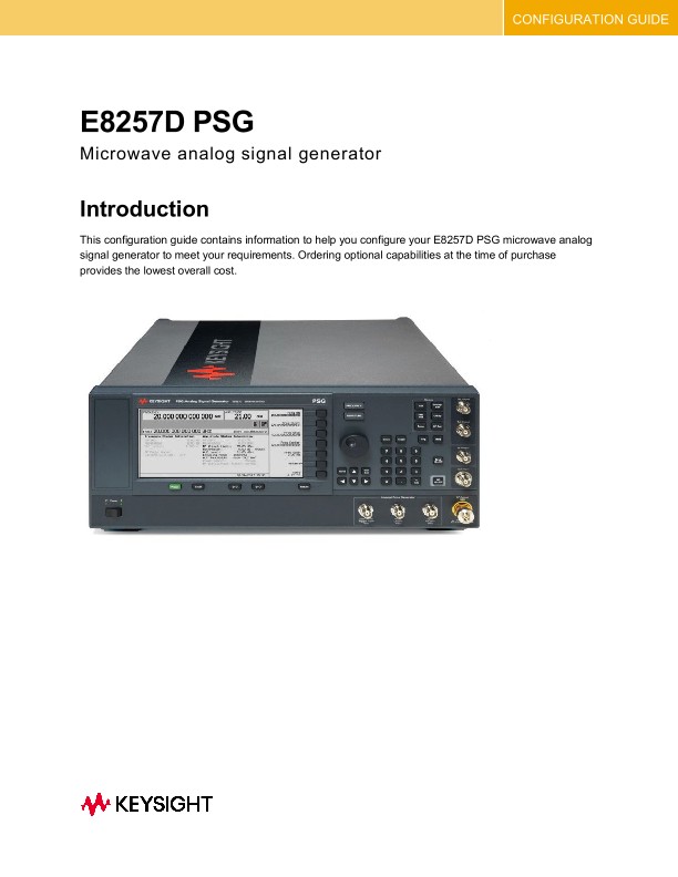 E8257D PSG Microwave Analog Signal Generator PDF Asset Page | Keysight