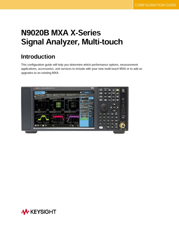 N9020B MXA X-Series Signal Analyzer, Multi-touch PDF Asset Page | Keysight