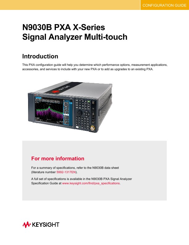 PXA X-Series Signal Analyzer Multi-touch N9030B PDF Asset Page | Keysight