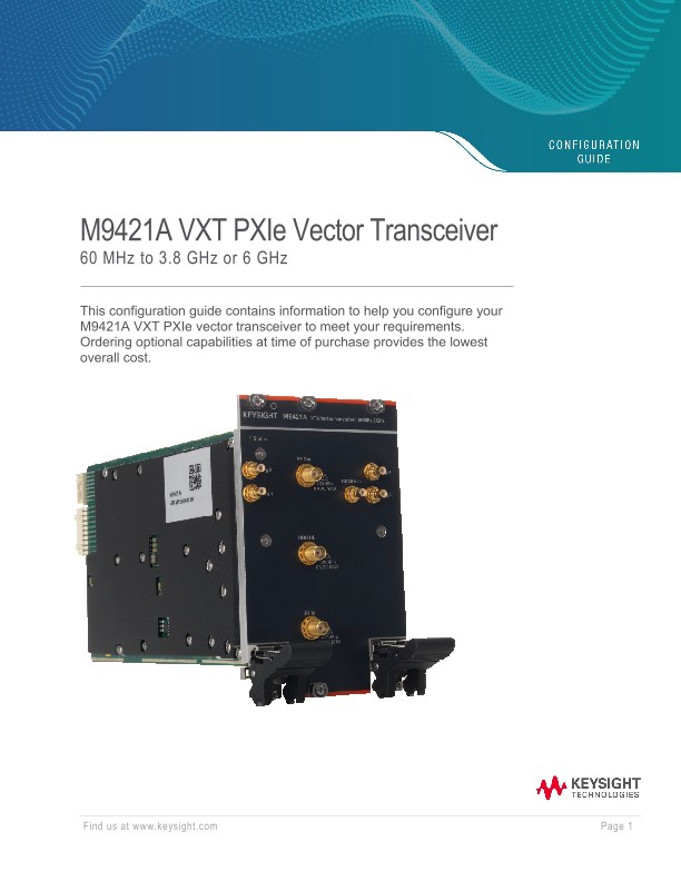 M9421A VXT PXIe Vector Transceiver PDF Asset Page | Keysight