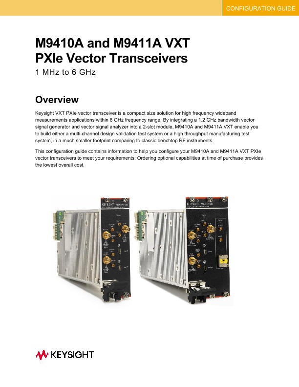 M9410A and M9411A VXT PXIe Vector Transceivers PDF Asset Page | Keysight