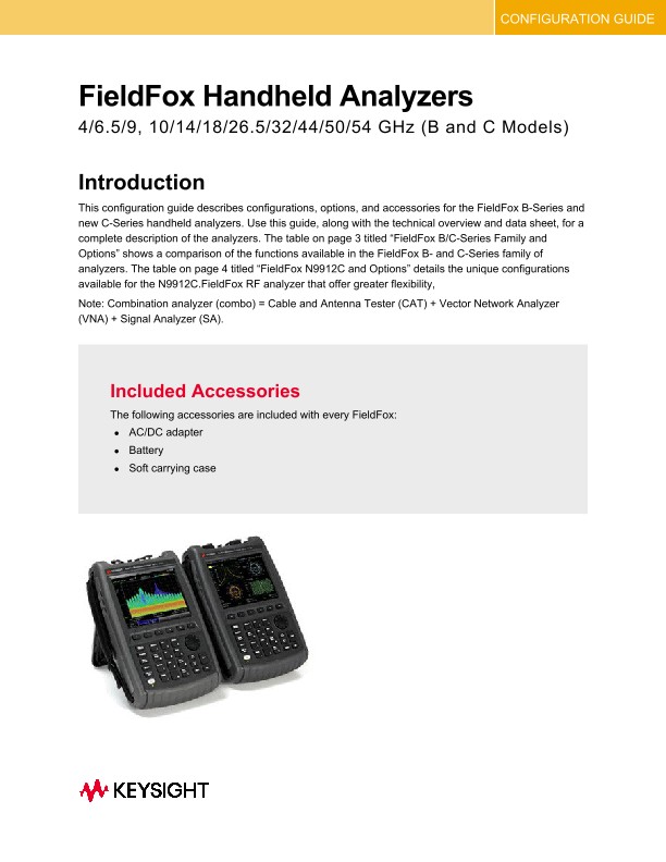 FieldFox Handheld Analyzers 4/6.5/9/14/18/26.5/32/44/50/54 GHz (B and C ...