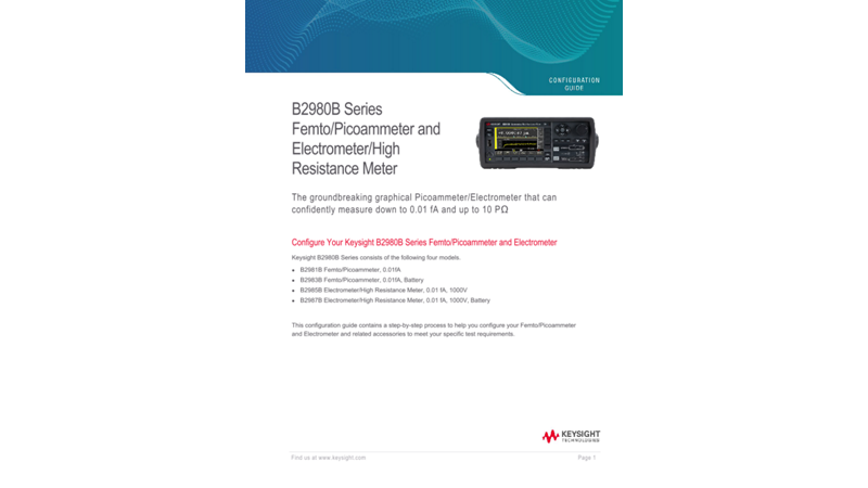 B2980 Series Femto / Picoammeters and Electrometers | Keysight