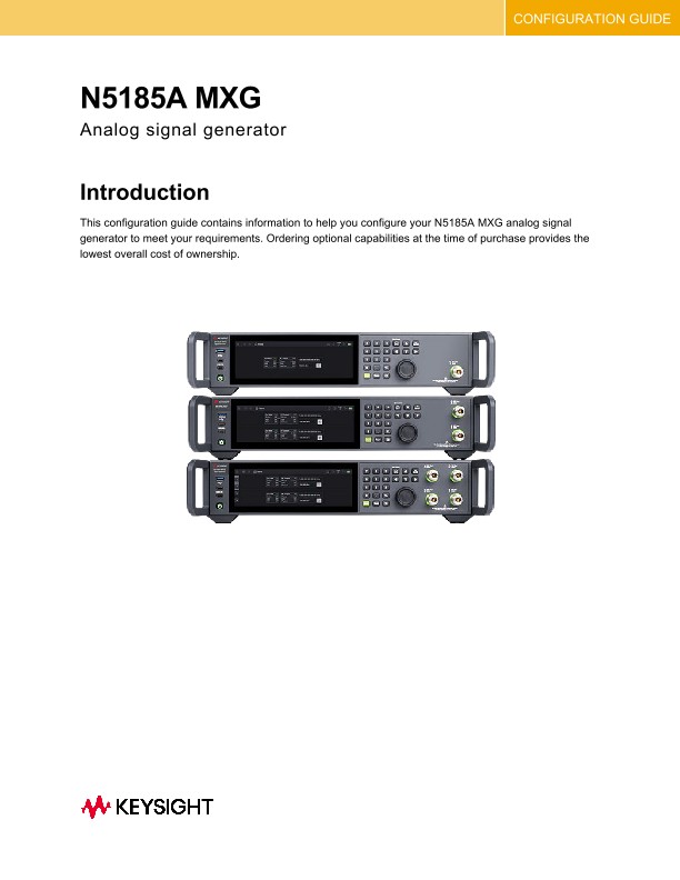N5185A MXG Analog Signal Generator PDF Asset Page | Keysight