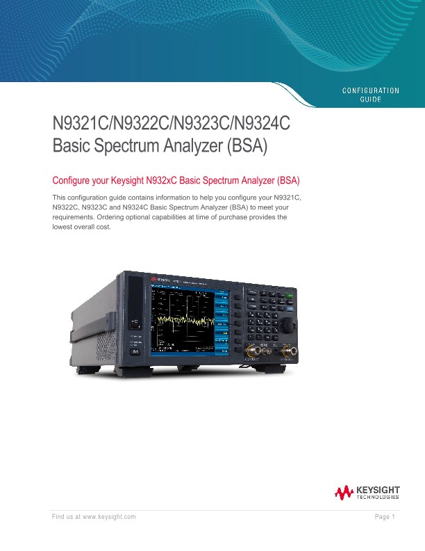 N9321C/N9322C/N9323C/N9324C Basic Spectrum Analyzer (BSA) PDF Asset ...
