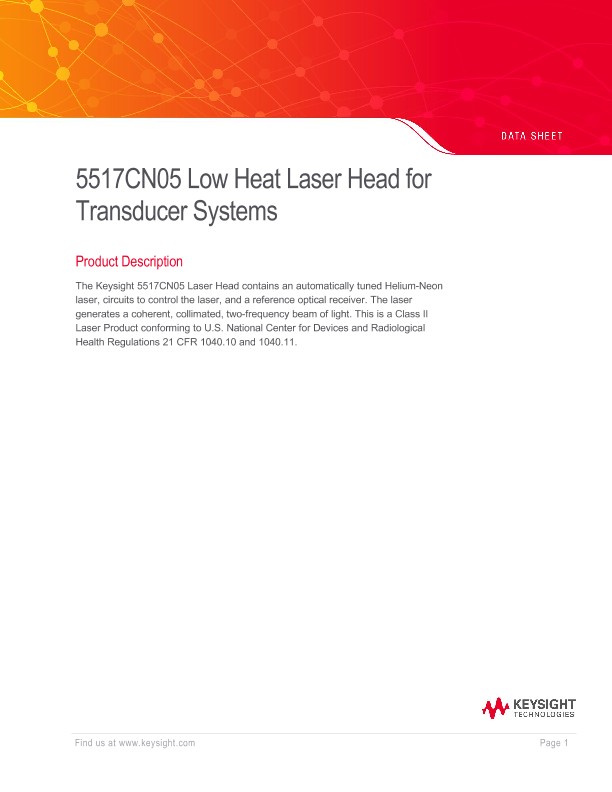 5517CN05 Low Heat Laser Head for Transducer Systems PDF Asset Page ...