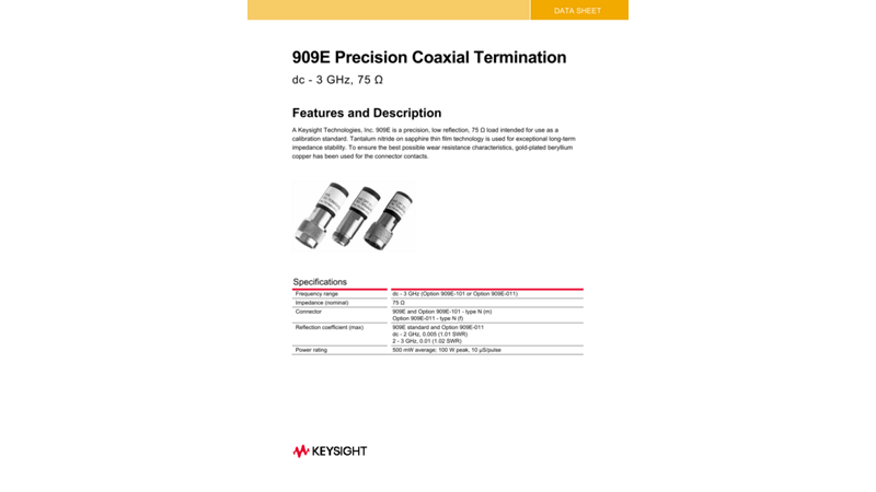 909E Coaxial Termination, DC to 3 GHz, 75 Ohms | Keysight