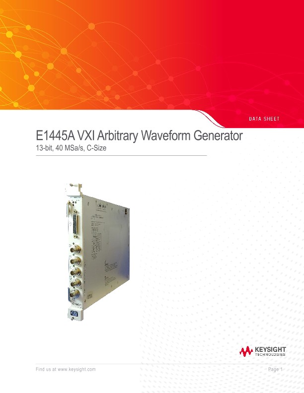 E1445A C-Size Arbitrary Fuction Generator Techniacl Specifications PDF ...