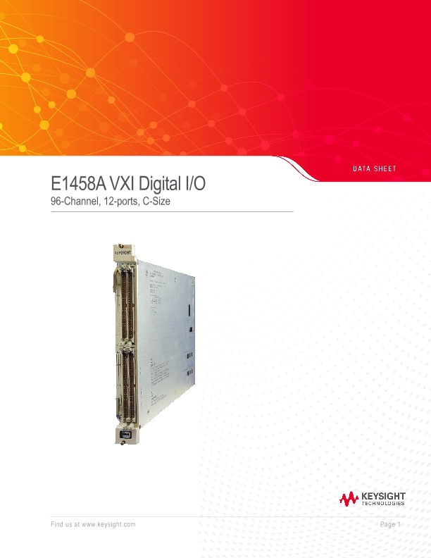 Keysight E1458A 96-Channel Digital Input/Output PDF Asset Page | Keysight
