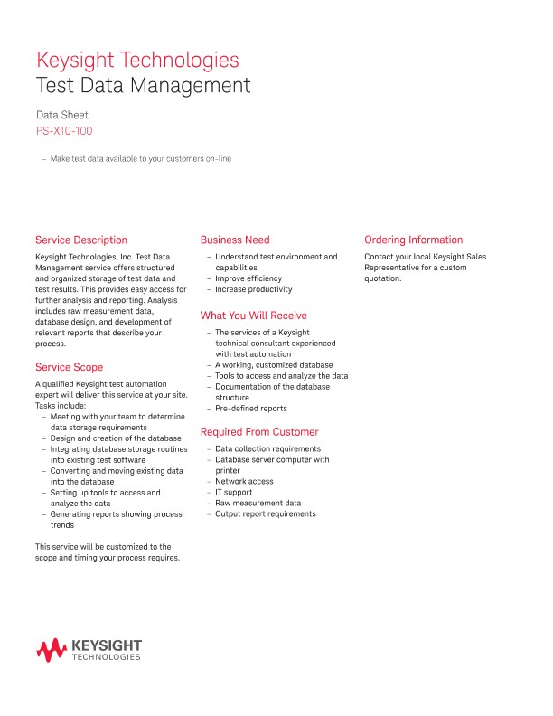 Test Data Management PDF Asset Page | Keysight