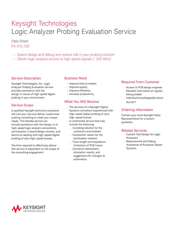 Logic Analyzer Probing Evaluation Service PDF Asset Page | Keysight