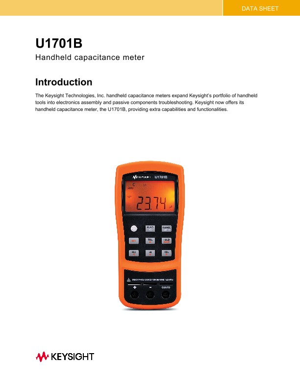 U1701B Handheld Capacitance Meter PDF Asset Page | Keysight