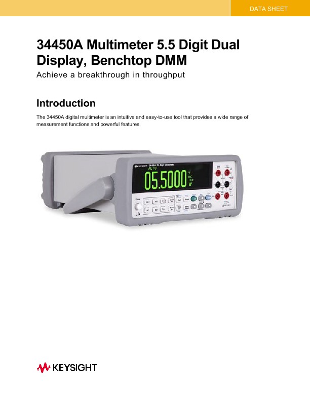 34450A Multimeter 5.5 Digit Dual Display, Benchtop DMM PDF Asset Page ...