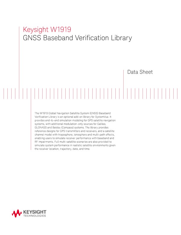 W1919 GNSS Baseband Verification Library PDF Asset Page | Keysight